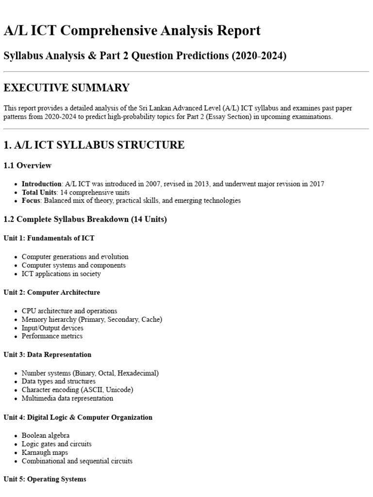 A_L ICT Past Paper Analysis Predictions | PDF | Databases | Computer ...
