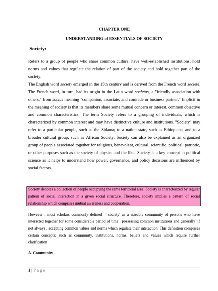 Essentials of Society Explained | PDF | Society | Institution