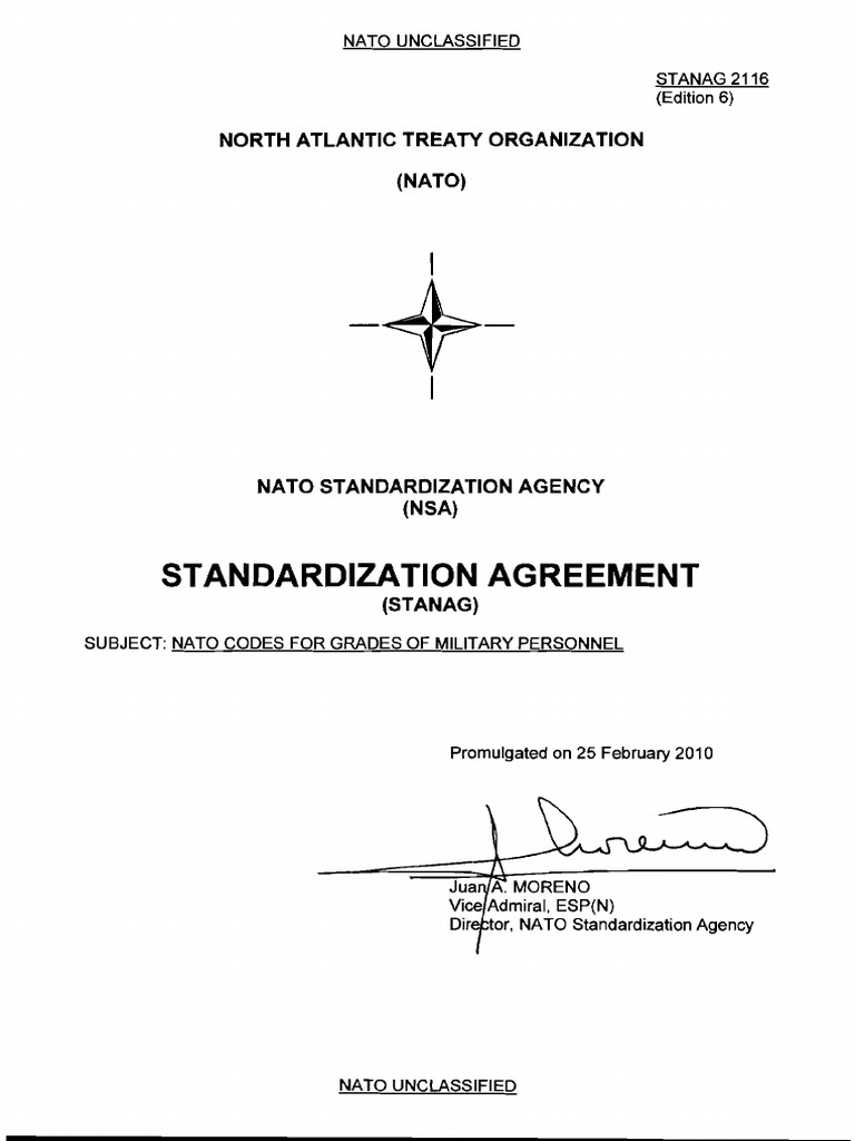 STANAG 2116: NATO Codes For Grades of Military Personnel (Ed. 6) | PDF | Captain (Naval ...