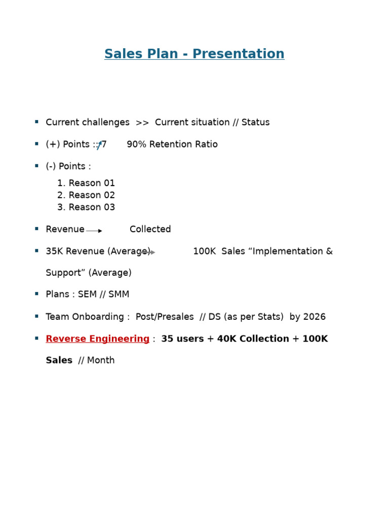Sales Plan - Presentation | PDF