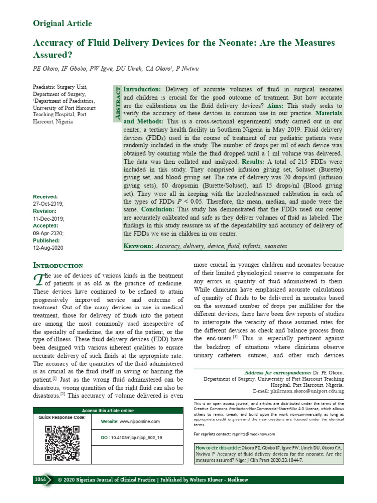 Accuracy of Fluid Delivery Devices For The.3 | PDF | Health Care | Medicine