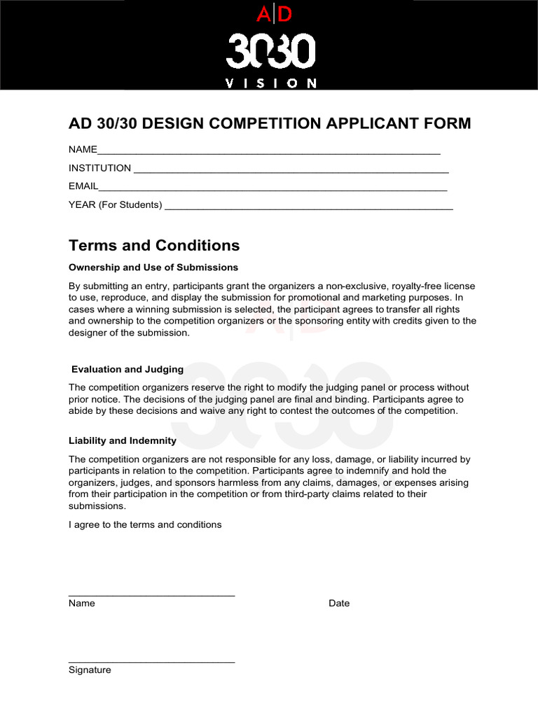AD 30/30 Design Competition Form | PDF