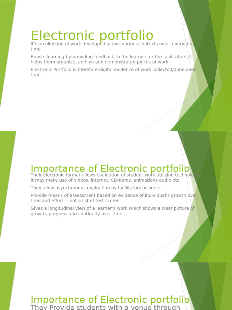Benefits and Types of Electronic Portfolios | PDF | Educational ...