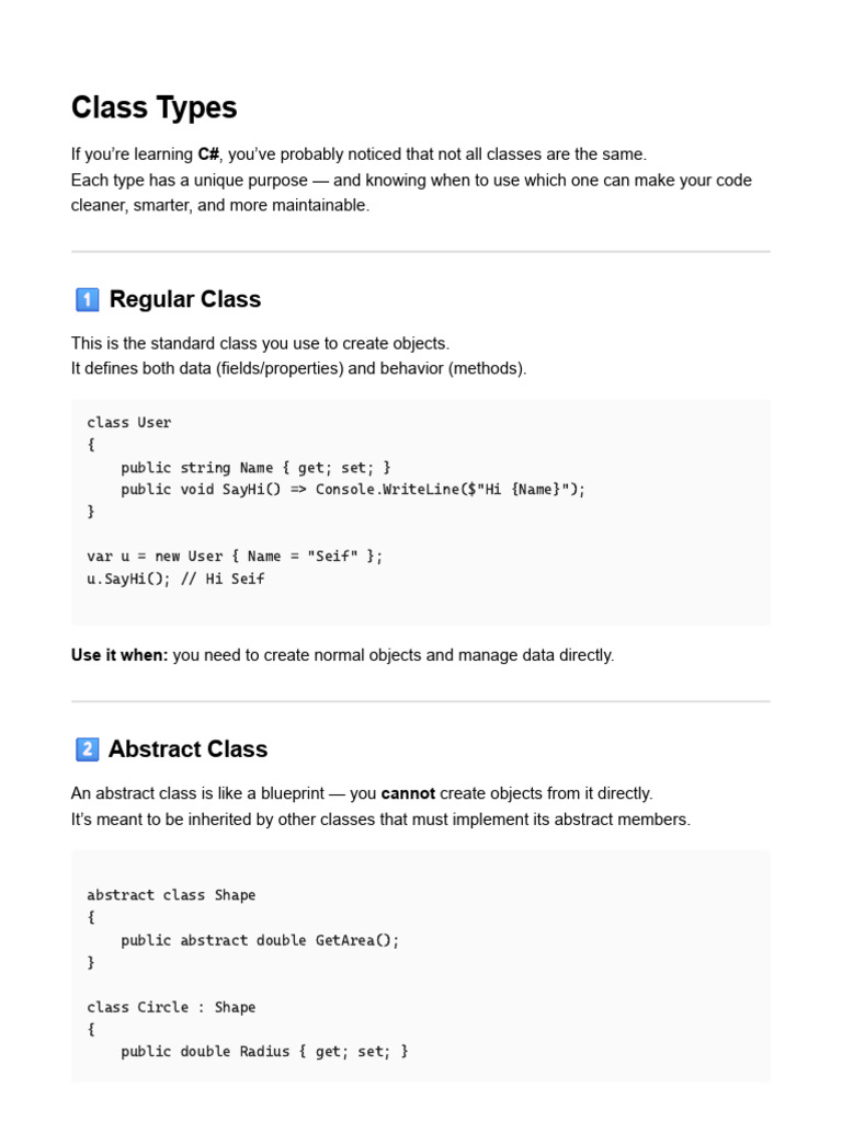 Class Types C | PDF | Class (Computer Programming) | Systems Engineering
