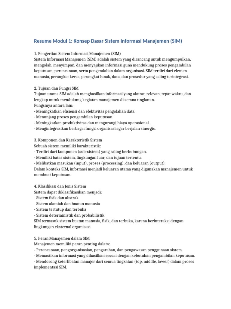 Resume_Modul_1_Konsep_Dasar_SIM | PDF