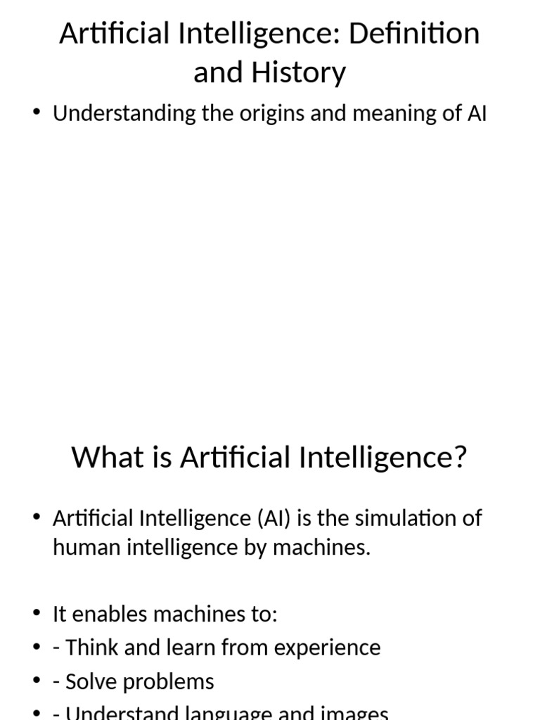 AI Definition History Presentation | PDF | Artificial Intelligence ...