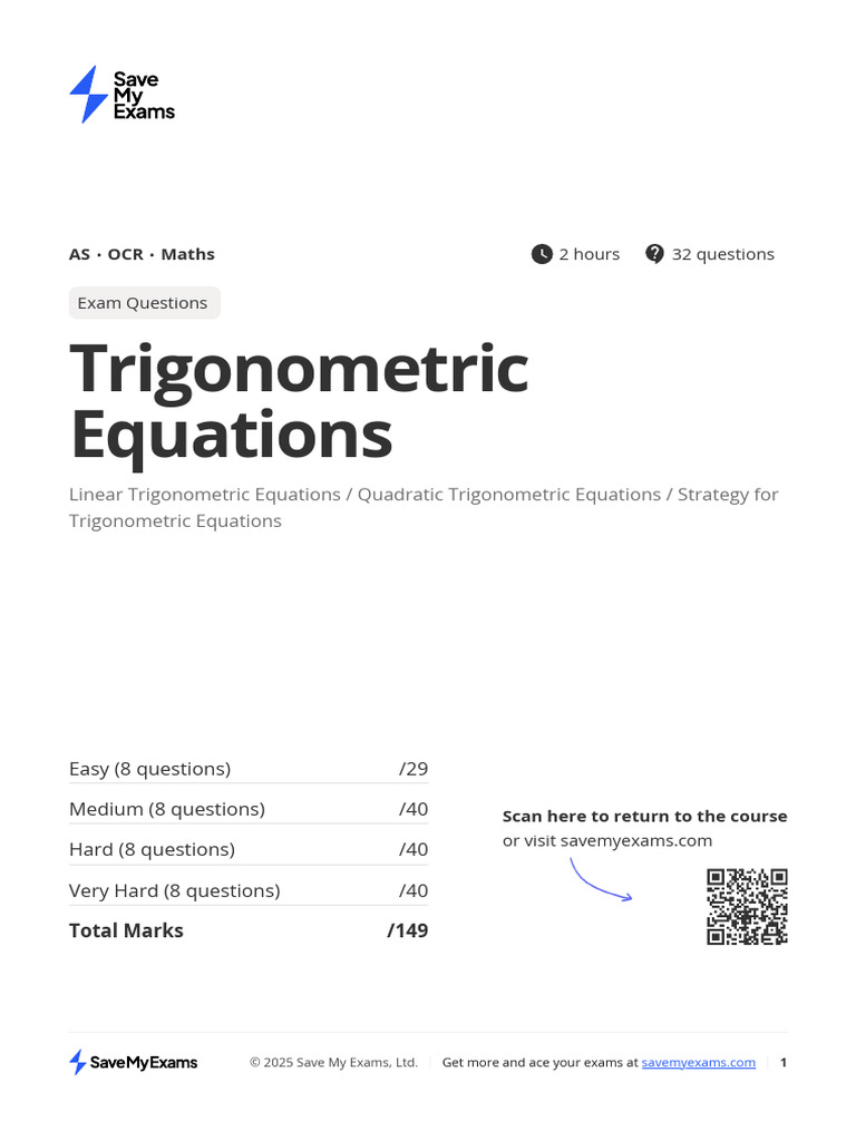 3 Trigonometric Equations | PDF | Equations | Trigonometric Functions