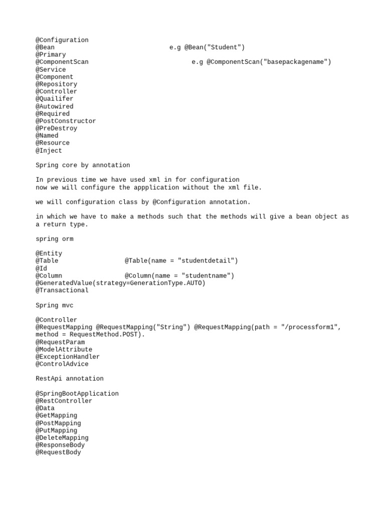Annotations in Spring Core | PDF