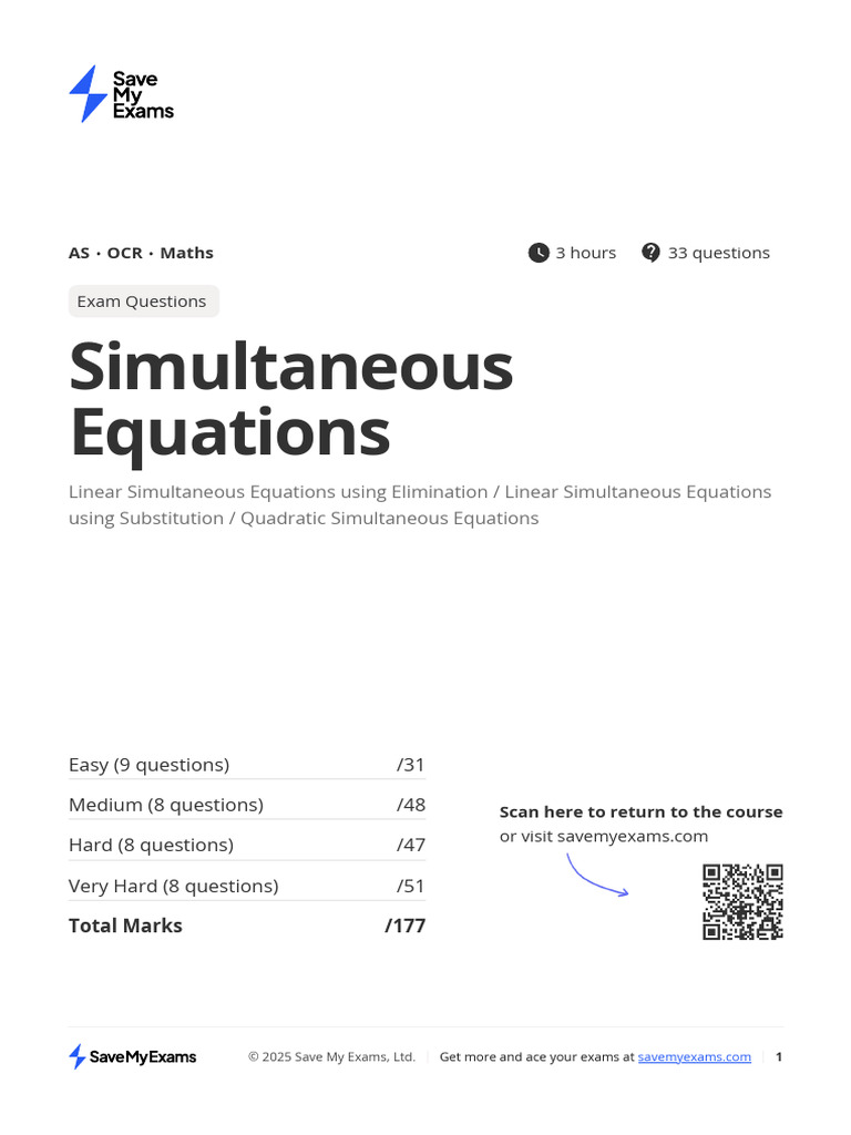 3 Simultaneous Equations | PDF | Equations | Mathematics