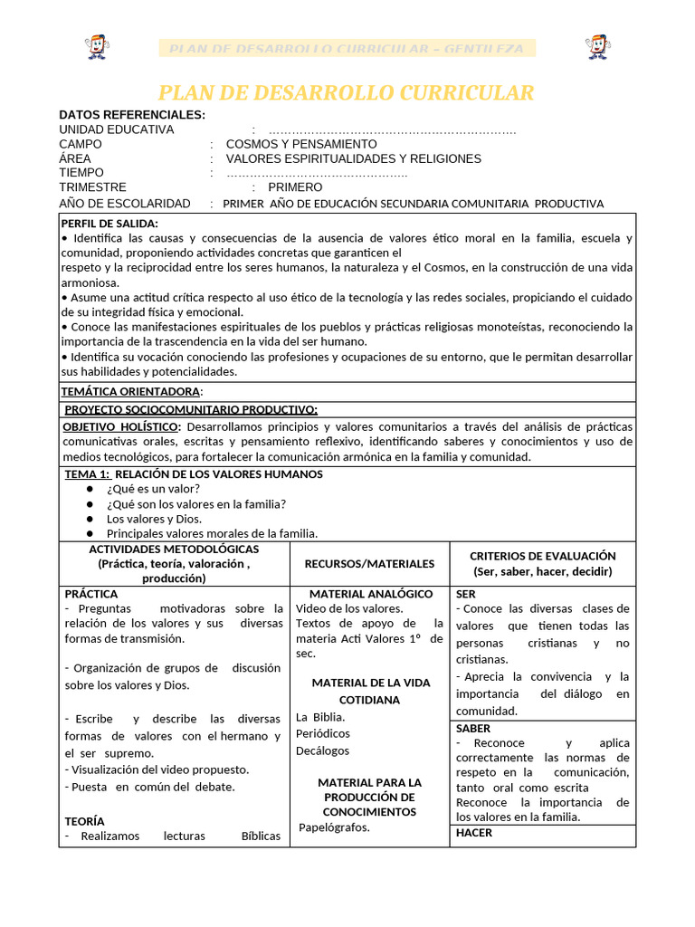 RELIGIÓN 1RO - PDC. 2024 - Gentiliza Editorial Acti | PDF | Moralidad | Holismo