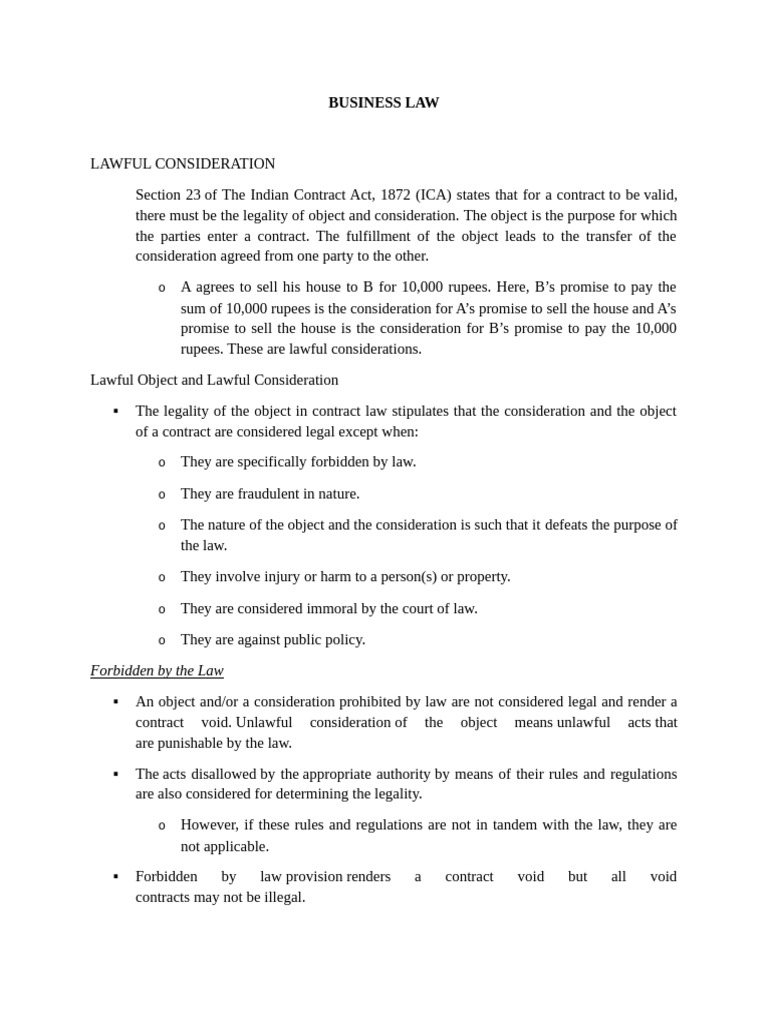 Business Law | PDF | Consideration | Common Law