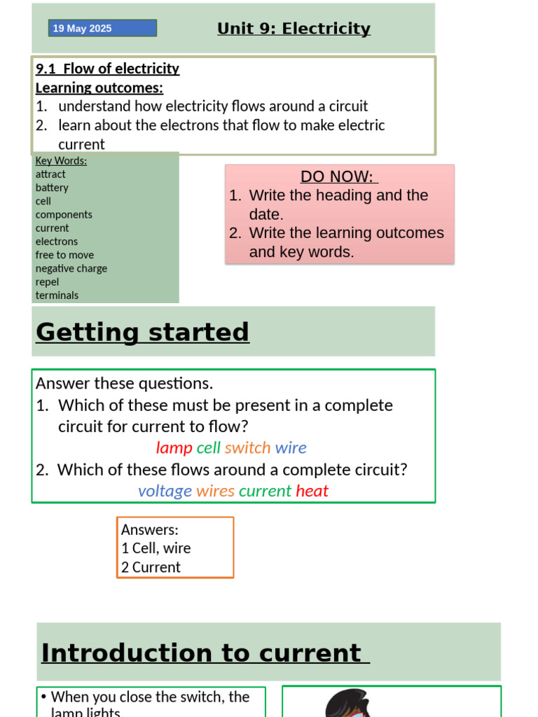 9.1 - Flow of Electricity | PDF | Electric Current | Electricity