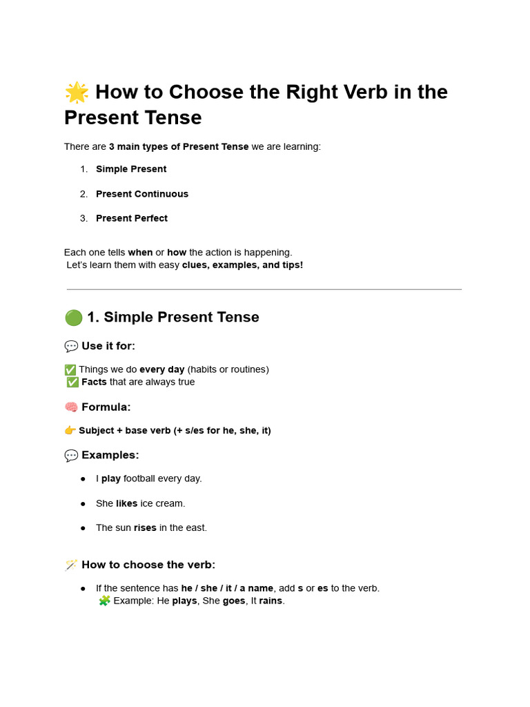 How To Choose (Present Tense) | PDF | Verb | Subject (Grammar)
