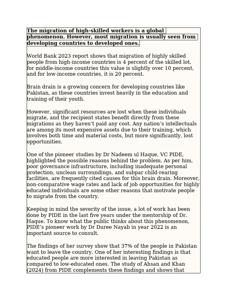 Brain Drain (1) | PDF | Human Capital Flight | Human Migration