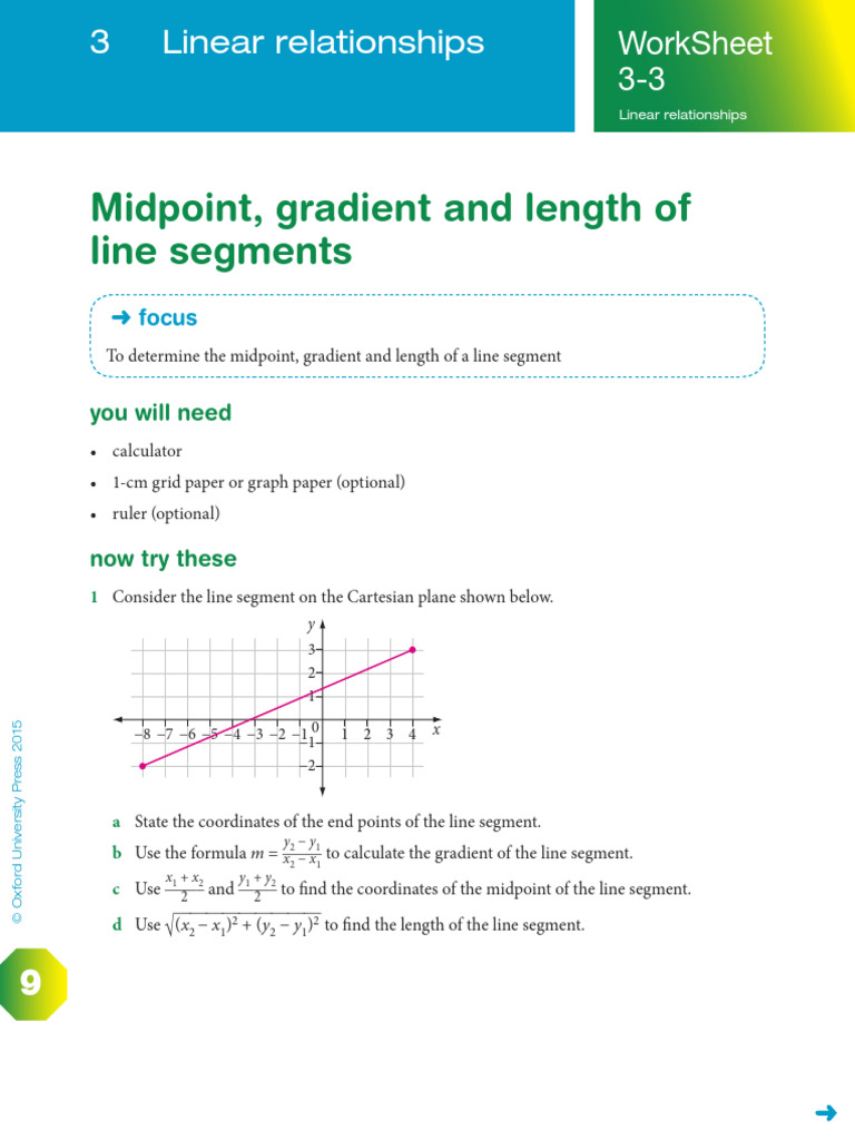Midpoint, Gradient, and Length of Line Segments | PDF | Mathematics ...