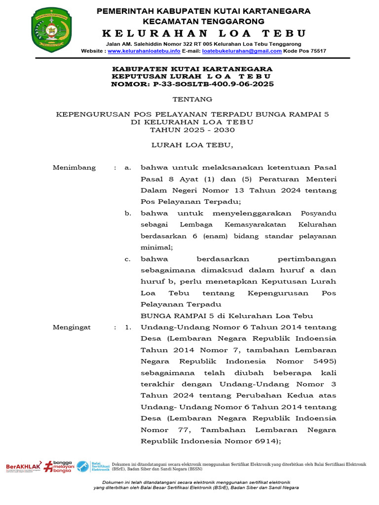 Kepengurusan Posyandu Bunga Rampai 5 | PDF