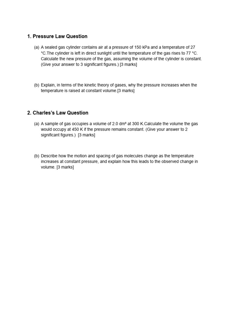 Gas Laws: Pressure and Volume Calculations | PDF