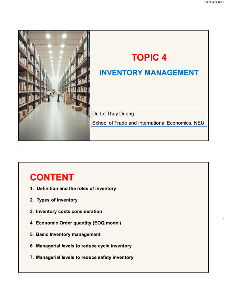 LMS Topic 4 - Inventory Mangament (Students) | PDF