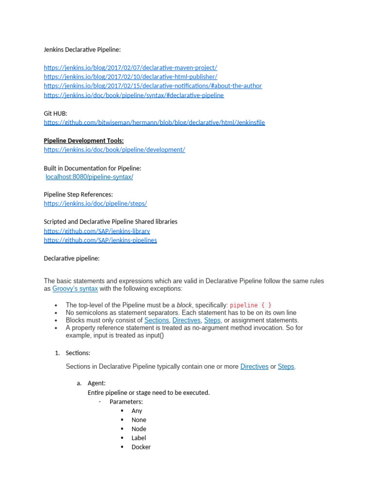 Jenkins Declarative Pipeline Guide | PDF | Parameter (Computer ...