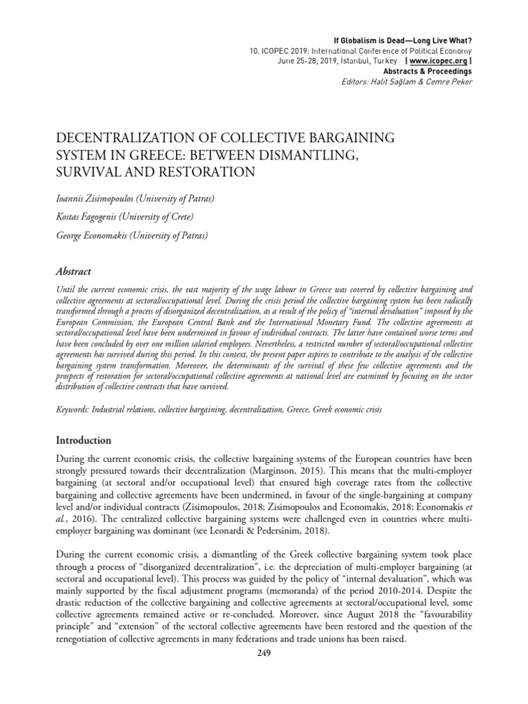 Decentralization of Collective Bargaining in Greece | PDF | Collective ...