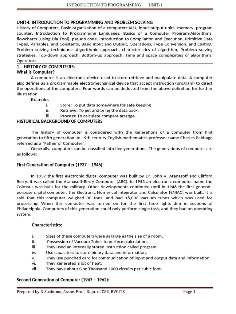 UNIT-1-CP(R23) | PDF | Computer Program | Programming