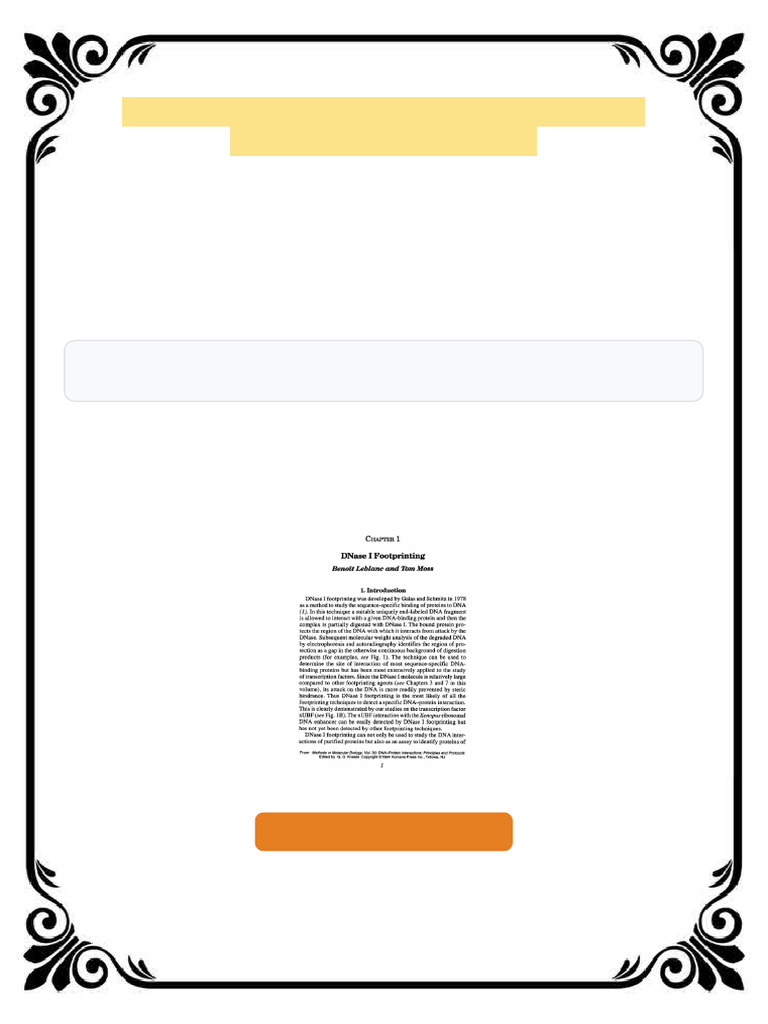 DNase I Footprinting Chapter 1 1st Edition by Benoft Leblanc, Tom Moss ...