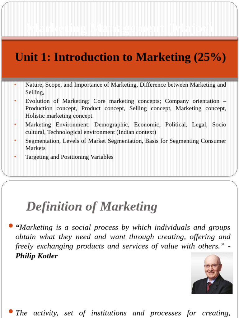 Unit 1 Introduction To Marketing | PDF | Marketing | Market Segmentation