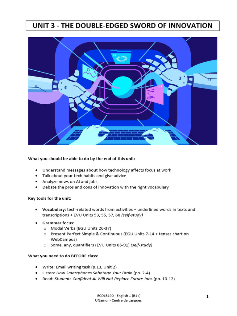 Unit 3 - The Double-Edged Sword of Innovation | PDF | Syntax | Grammar