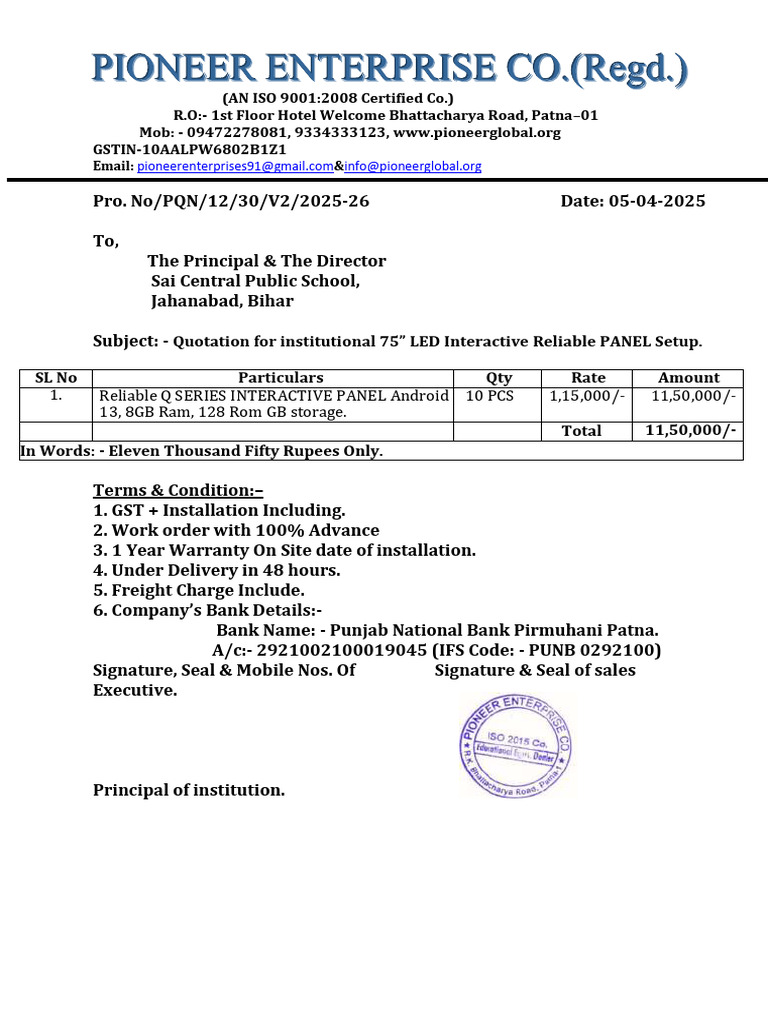 Reliable PANEL Setup - Sai Central Public School | PDF