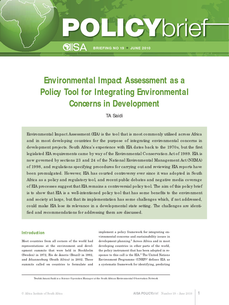 EIA: Integrating Environment in Development | PDF | Environmental ...