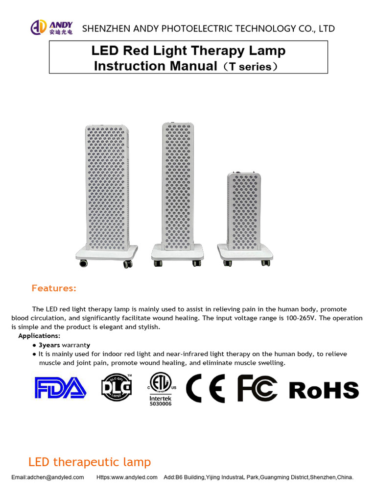 LED Red Light Therapy Lamp Instruction Manual说明书 | PDF | Healing ...
