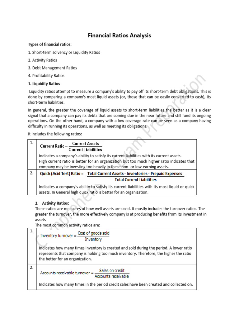 Financial Ratios Analysis | PDF | Debt | Market Liquidity