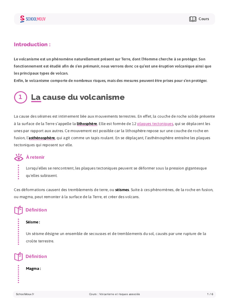 Volcanisme : Types et Risques Associés | PDF | Volcan | Lave