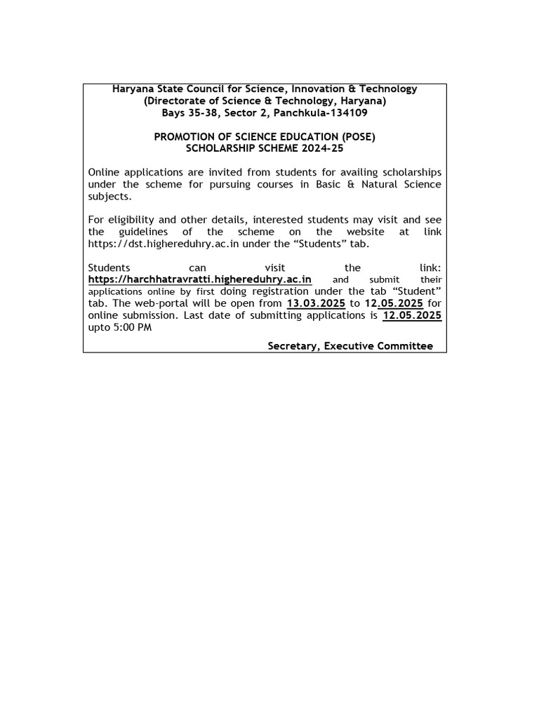 Advertisement POSE 2024-25 | PDF