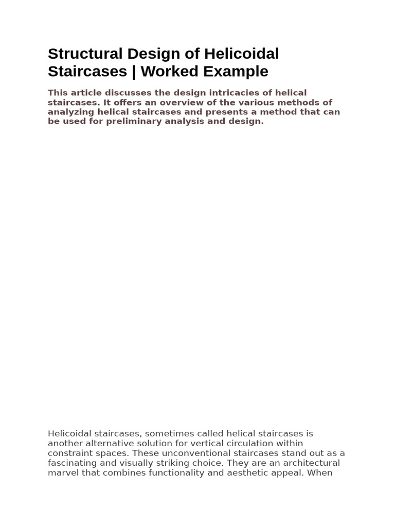 Helicoidal Staircase Design Guide | PDF | Stairs | Helix