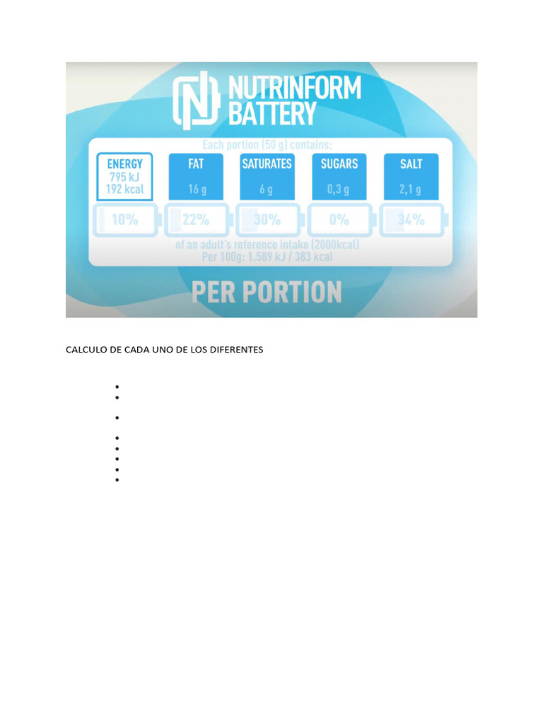 Calculo de Nutrinform | PDF | Caloría | Nutrientes