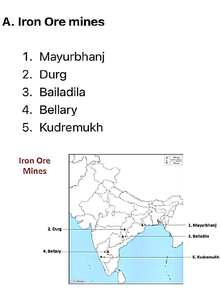 Class 10-Map Skills-Minerlas & Power | PDF