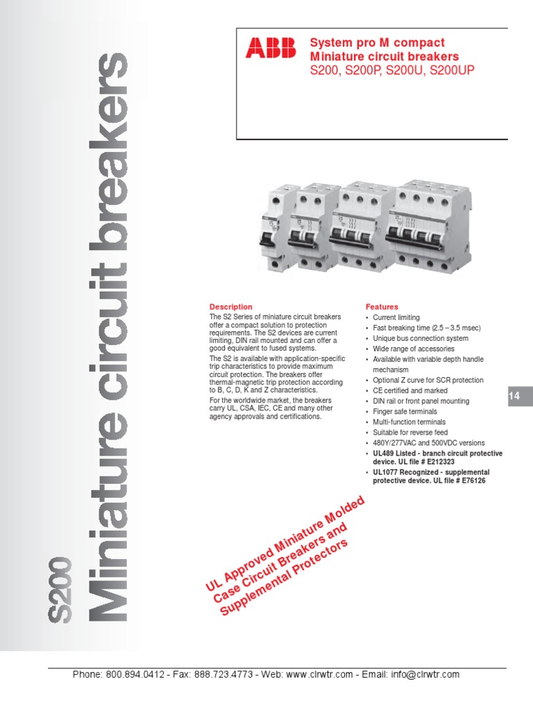 ABB S200 Miniature Circuit Breakers | PDF | Direct Current | Electrical ...