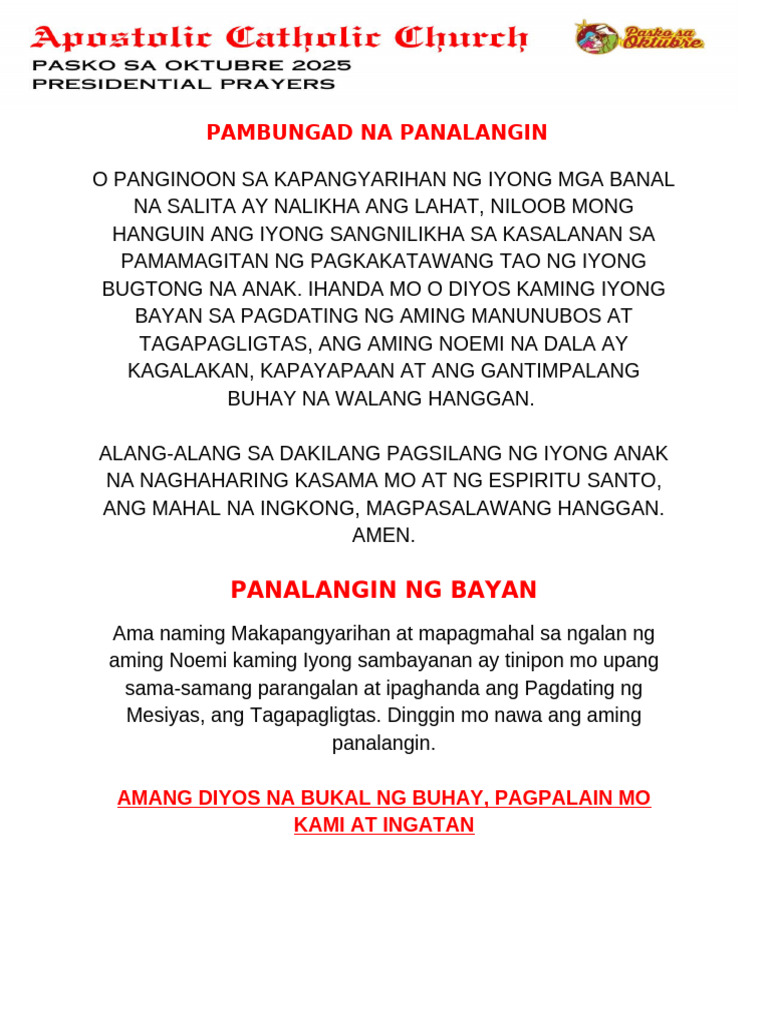 Senor Noemi Presidential Prayers | PDF