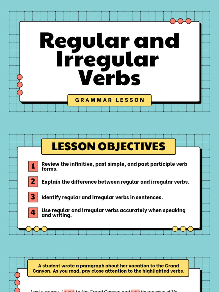 Regular and Irregular Verbs Interactive Presentation in Blue Yellow ...