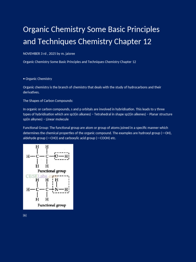 Organic Chemistry Some Basic Principles and Techniques Chemistry ...
