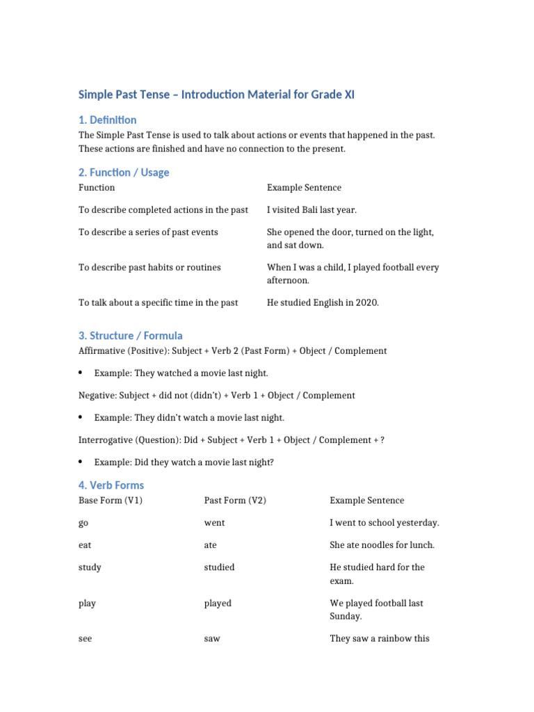 Simple Past Tense | PDF | Grammatical Tense | Verb