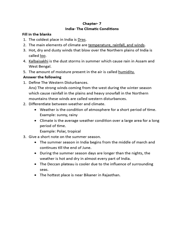 India's Climate: Key Elements & Seasons | PDF
