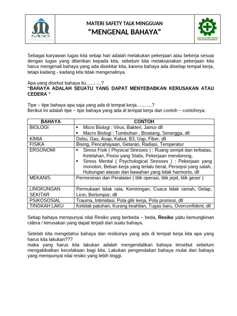 Topik 08 Mengenal Bahaya | PDF