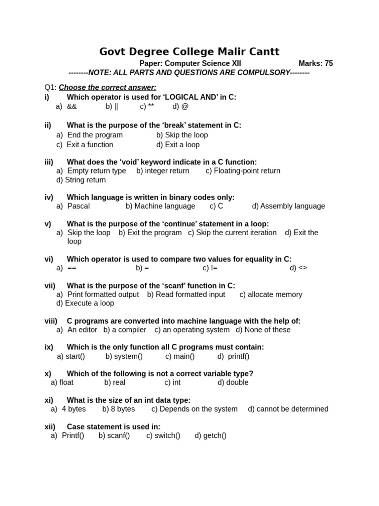 Bimonthly Paper November | PDF | Control Flow | Computer Programming