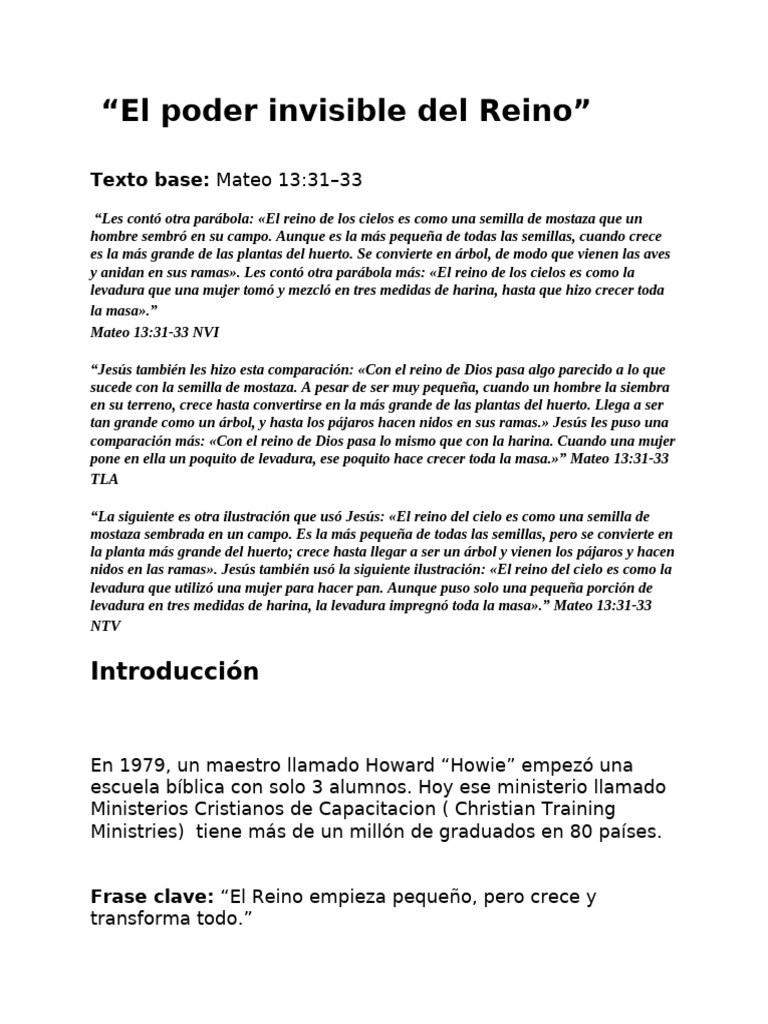 El Poder Invisible Del Reino | PDF | Reinado y reino de dios ...