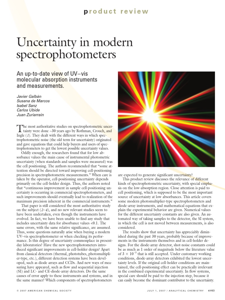 Uncertainty in Modern Spectrophotometers | PDF | Spectrophotometry ...