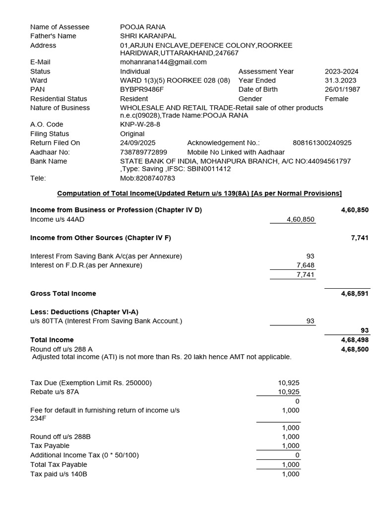 Pooja Rana Cmpt | PDF | Taxes | Payments