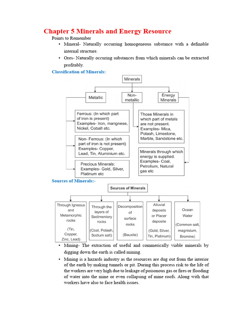 Minerals and Energy Resources Overview | PDF | Rock (Geology) | Coal
