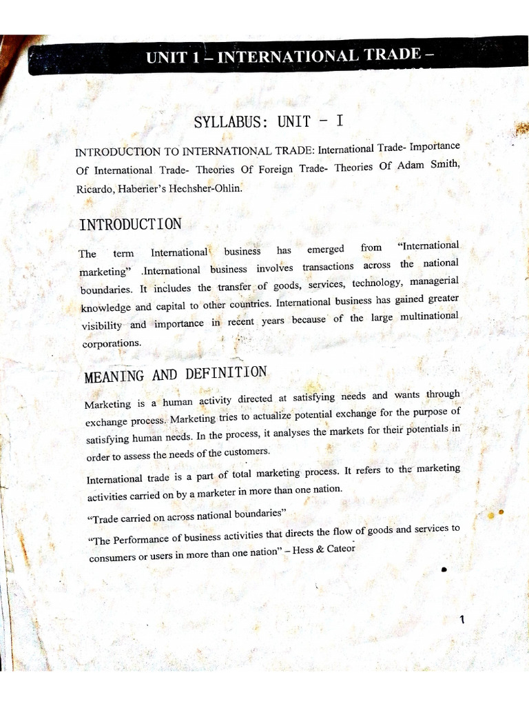 International Trade Notes | PDF